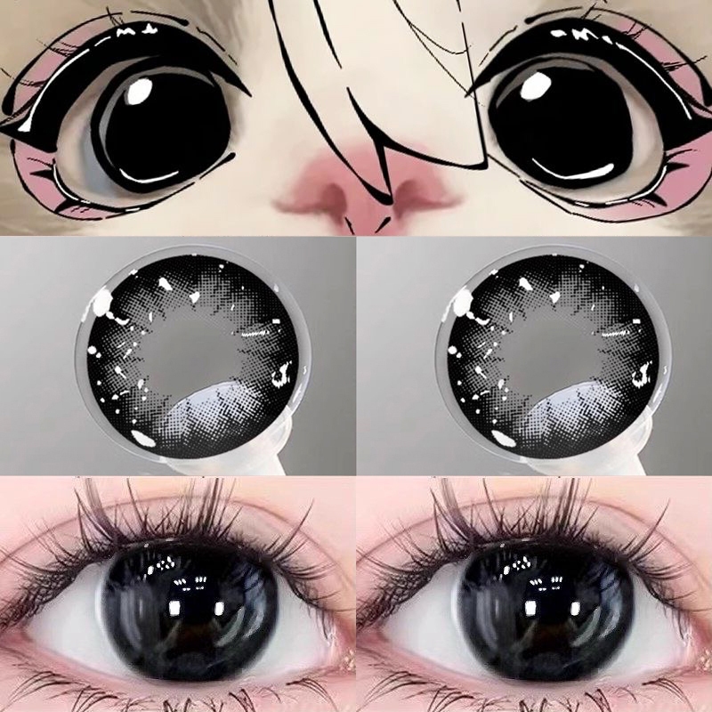Jual (COD)Lensa kontak mata besar yang lucu 14,5mm softlens hitam/abu ...