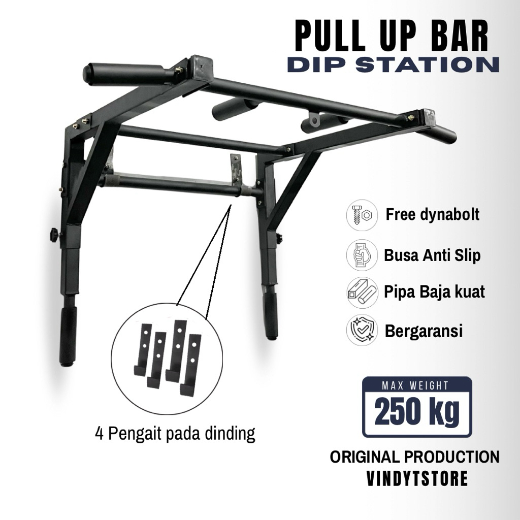Jual Pull Up Bar Dinding Multifungsi / Dip Station Gantung Tembok Max ...
