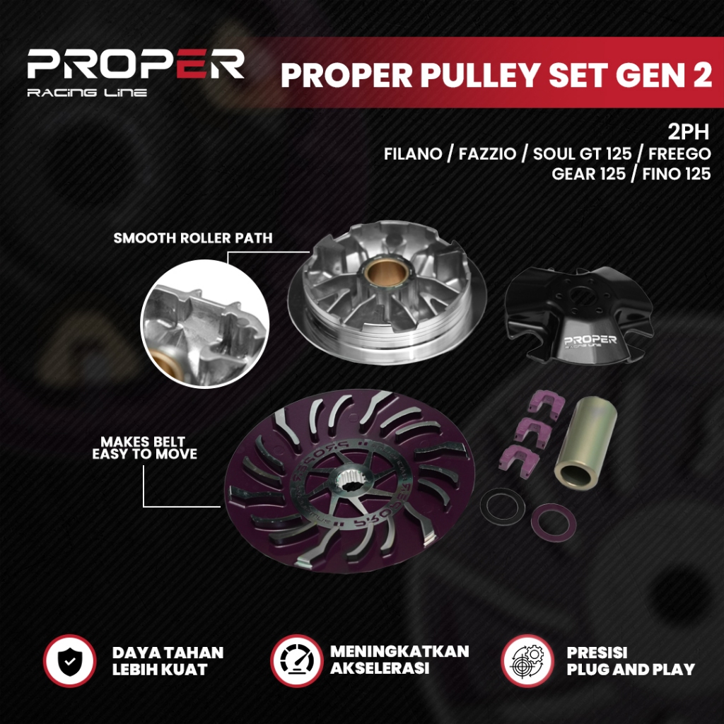 Jual PROPER RACING LINE MAGIC PULLEY SET 2PH FAZZIO FILANO SOUL GT 125 ...
