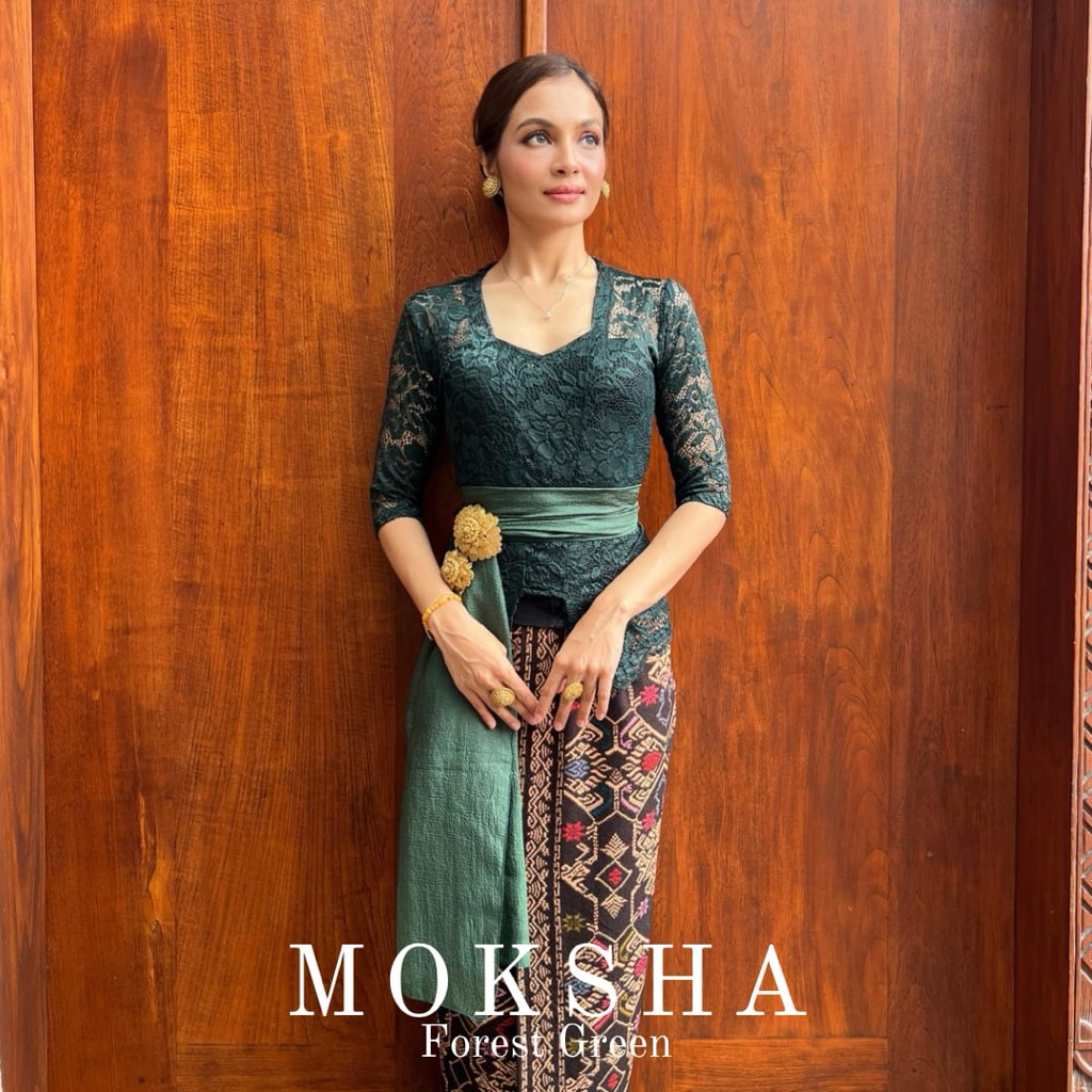 Jual Kebaya Bali Brokat Moksha Lengan Sesiku | Kebaya Stretch | Kebaya ...