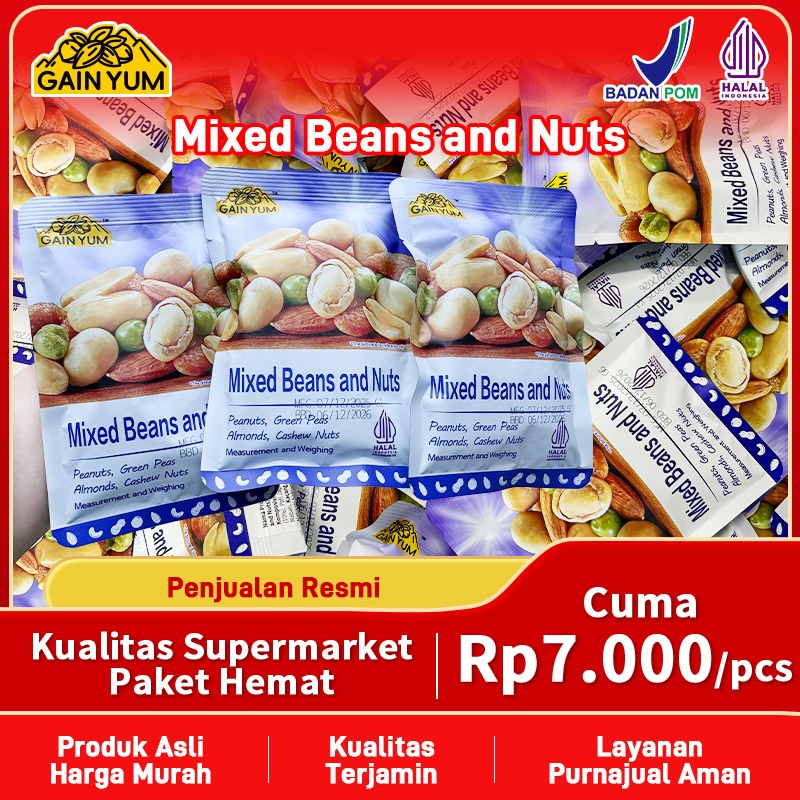 Jual Gain Yum Nuts peanuts Mixed Beans and Nuts 5/10 PCS Approximately ...