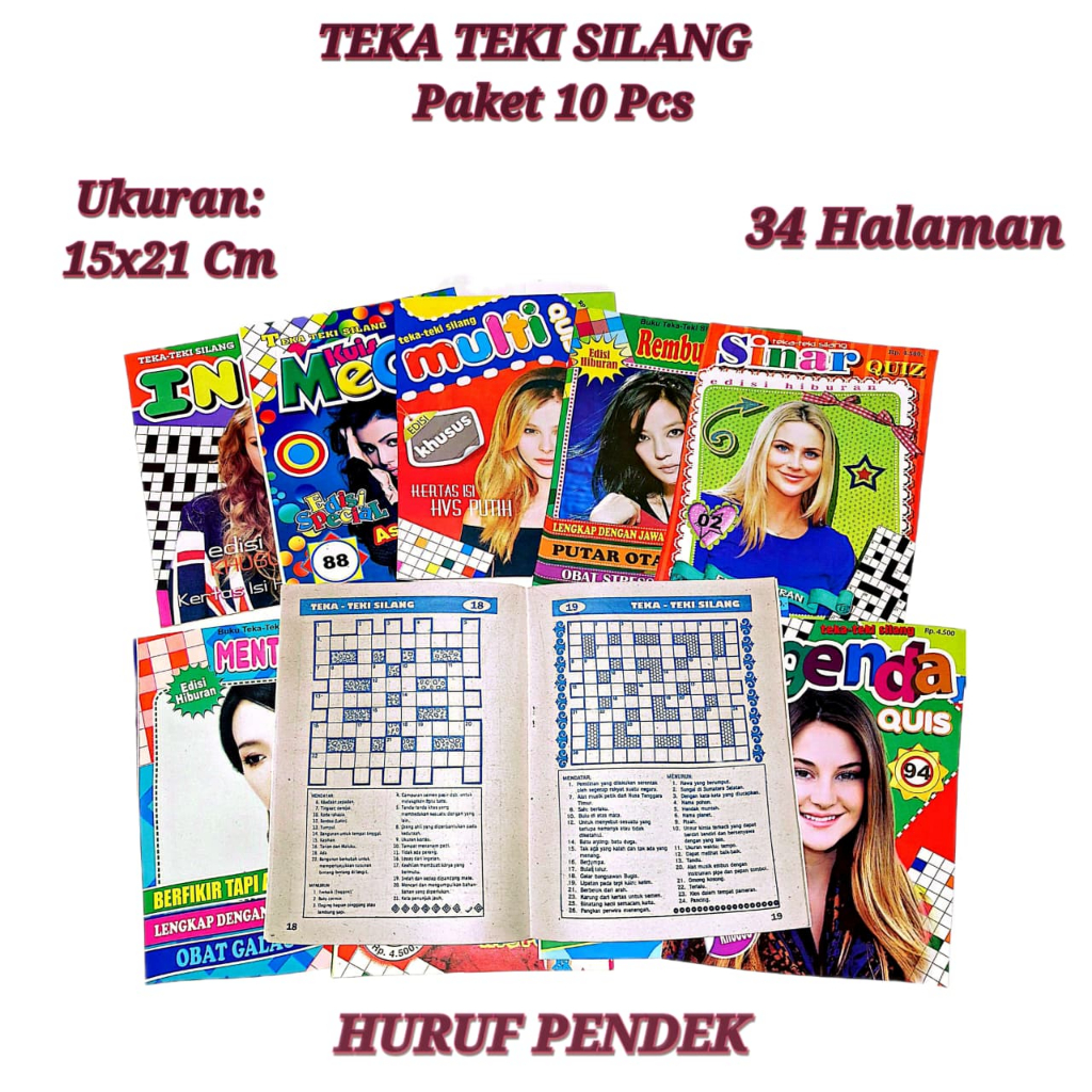 Jual Paket 10 Pcs - TTS Quiz Huruf dan Angka Untuk Asah Otak Teka-Teki ...