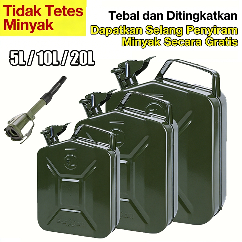Jual Tangki Bahan Bakar Logam 20L 10L 5L Hijau | Jerigen Besi Bensin ...