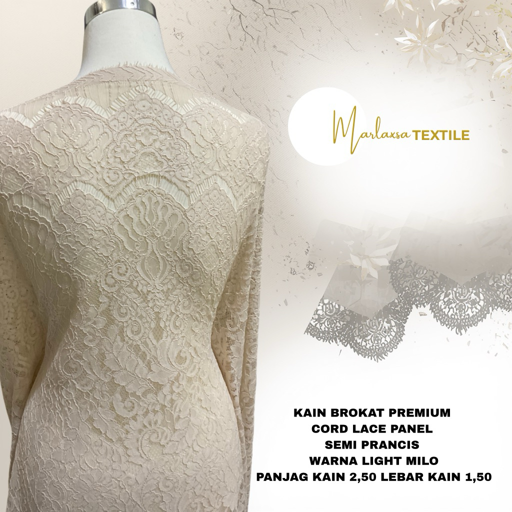 Jual KAIN BROKAT PREMIUM / CORD LACE PANEL SEMI PRANCIS / LIGHT MILO ...