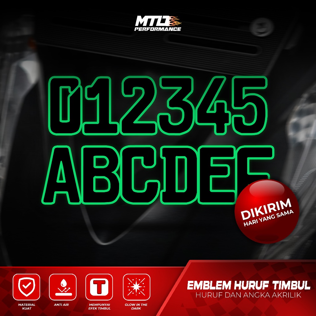 Jual Emblem Huruf timbul akrilik dan Angka Plat Nomor Motor Tulisan ...