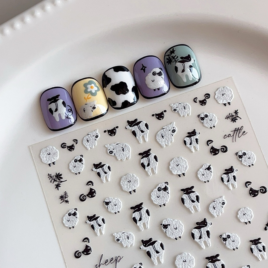 Jual YT3763 Sticker Nail Art / Sticker Kuku Motif Cow Sheep | Shopee ...