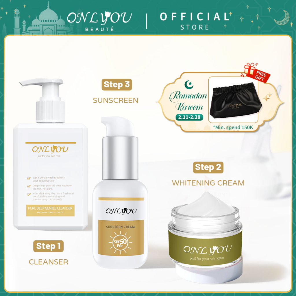 Jual ONLYOU MAKEUP 3PCS PAKTE Menyegarkan Sunscreen Cream SPF 50+ PA+ ...