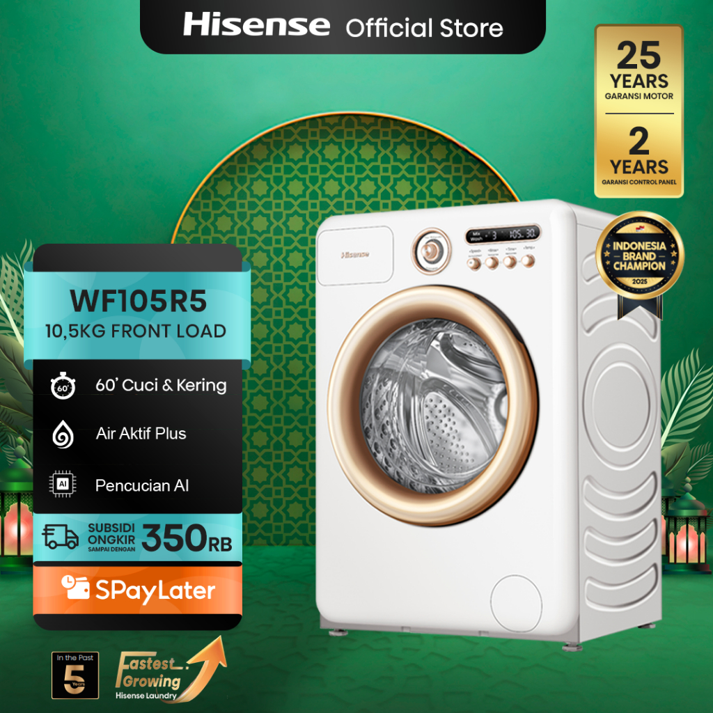 Jual Hisense Mesin Cuci WF105R5 Front Loading Kapasitas 10.5KG 1 Tabung ...