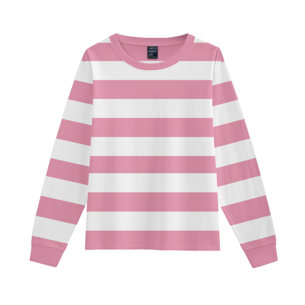Jual SECONDLY.ID Kaos Garis Lengan Panjang Wanita | Long Sleeve Tee ...