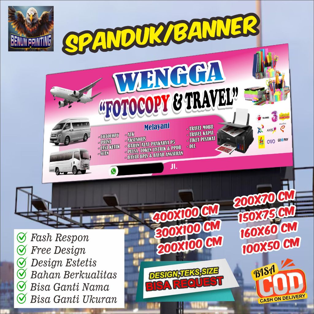 Jual Banner Spanduk Travel & Fotocopy Custom 300X100 Cm | Shopee Indonesia