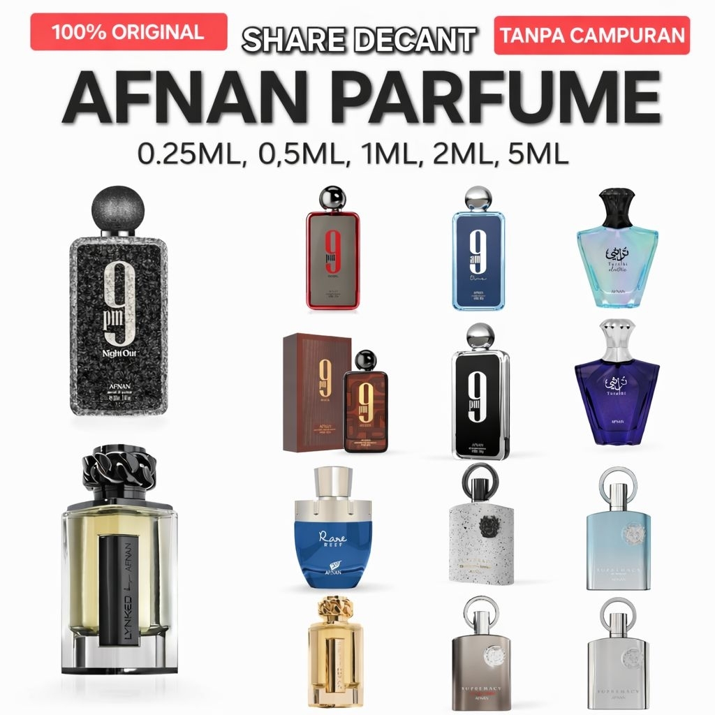 Jual [TERMURAH] Decant Tester Share AFNAN PARFUME 9PM Night Out Lynked ...