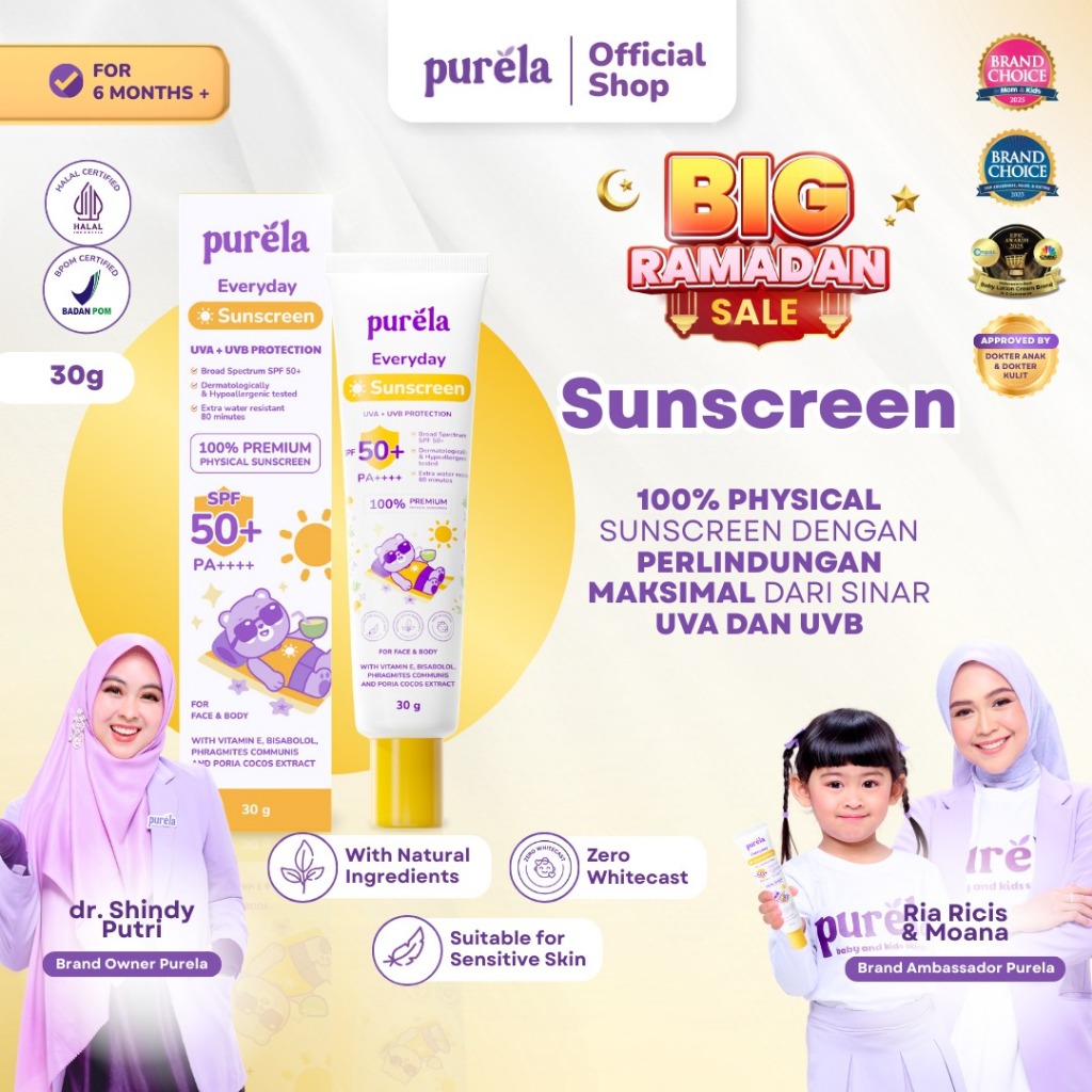Jual [PILIHAN RICIS DAN MOANA] Purela Baby Physical Sunscreen Anak SPF ...