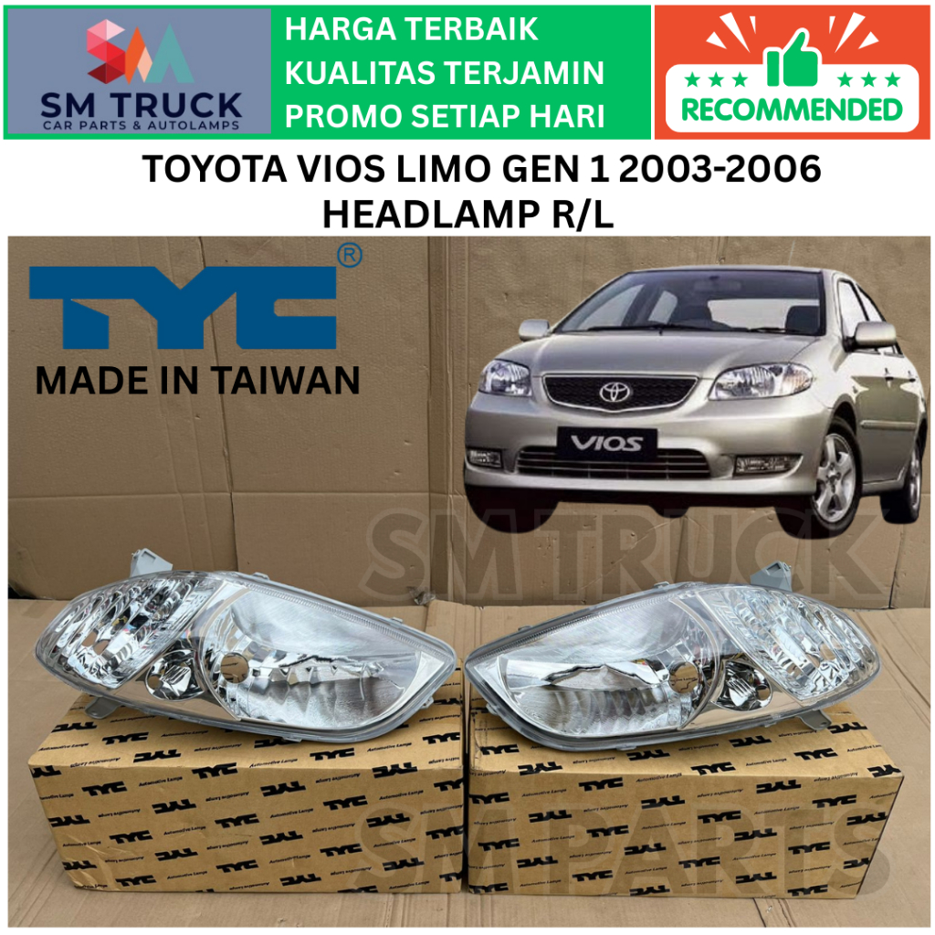 Jual (TYC MADE IN TAIWAN) HEADLAMP LAMPU DEPAN VIOS LIMO GEN 1 2003 ...