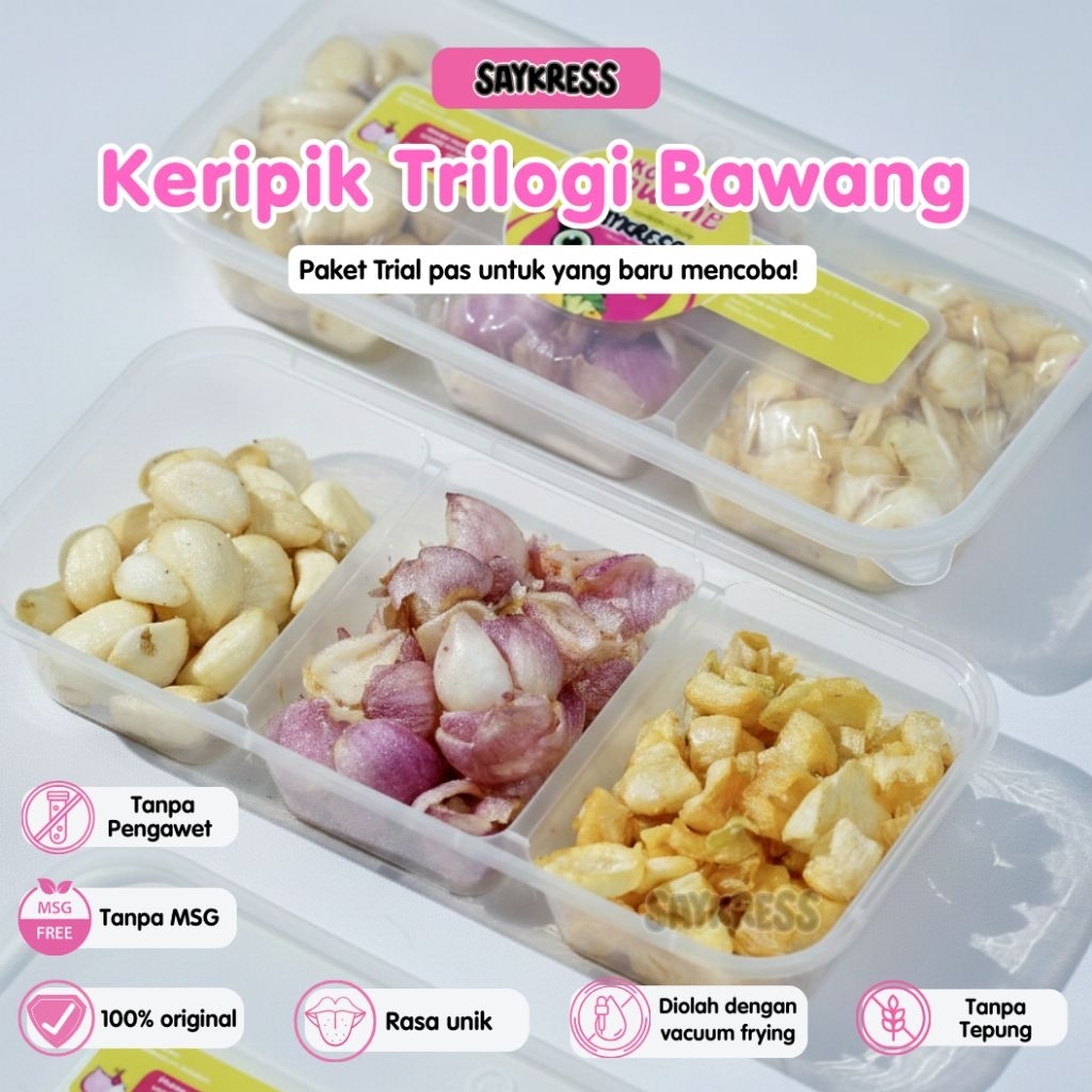 Jual SAYKRESS Keripik Trilogi Bawang Putih, Bawang Merah, Bombay ...