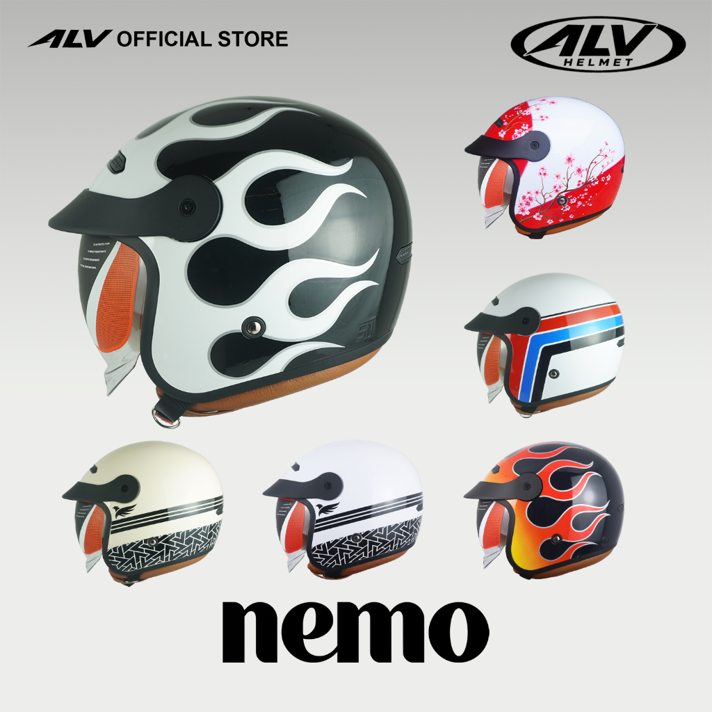 Jual HELM ALV NEMO MOTIF HALF FACE ORIGINAL - SNI - MICROLOCK CHINSTRAP ...