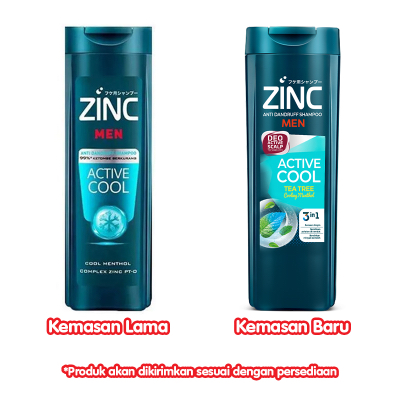 Jual Zinc Men Biru Anti-Dandruff Shampoo Tea Tree Cooling Menthol 340ml ...