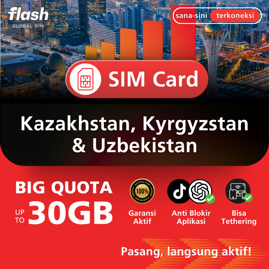 Jual Flash SIM Card Kazakhstan & Uzbekistan Big Quota (Simcard ...