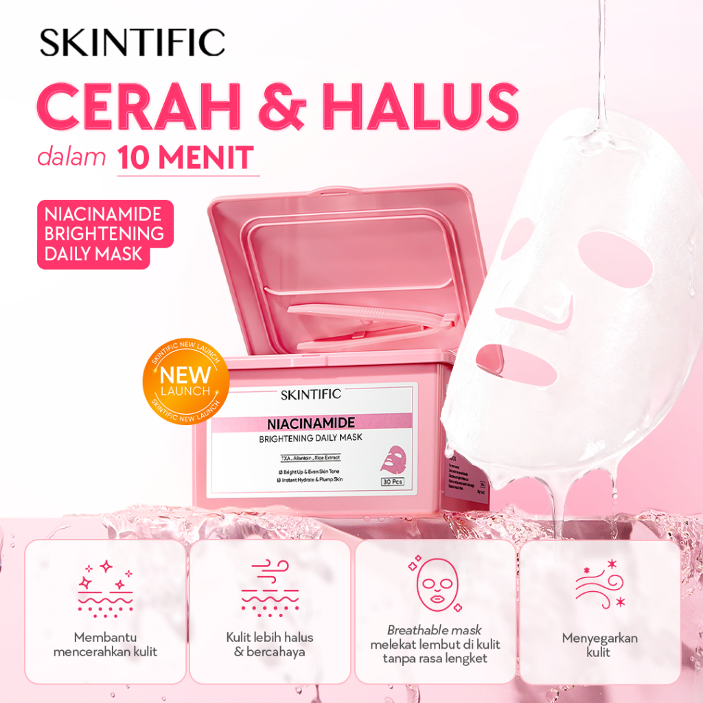 Jual [New Launch]SKINTIFIC Niacinamide Brightening Daily Mask 30 Sheets ...