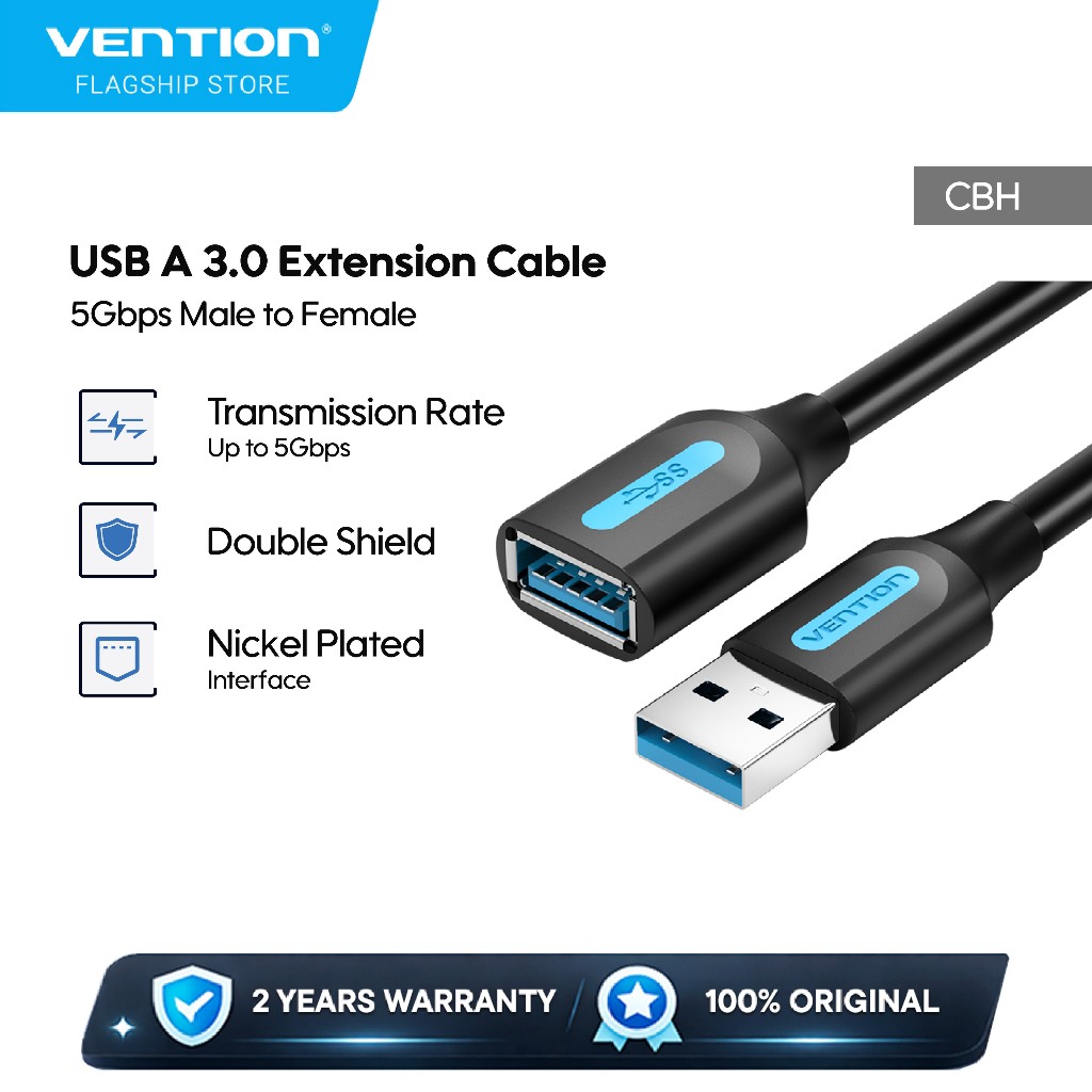 Jual Vention Kabel USB A 3.0 Extension Cable 5Gbps Male to Female 1M 2M ...