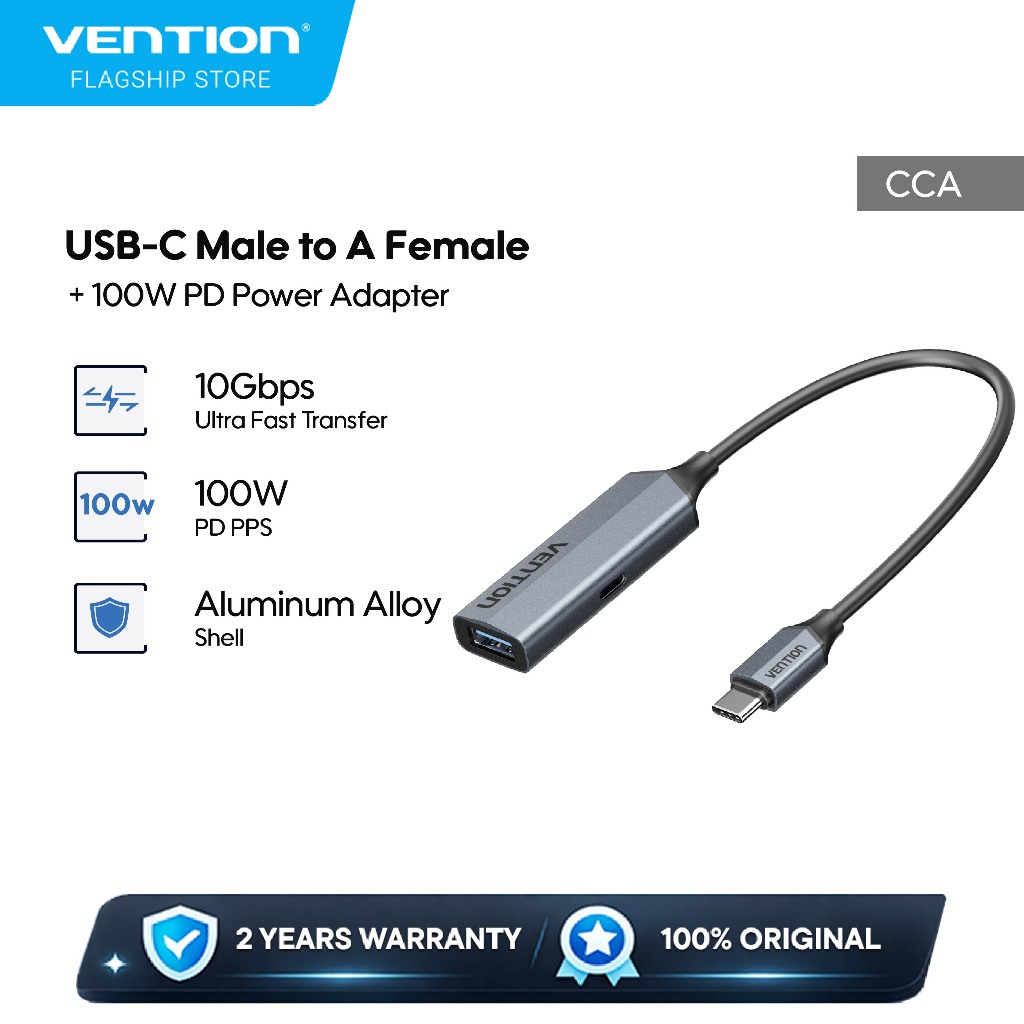 Jual Vention Hub Adapter 2in1 USB C to USB A 3.2 Gen 2 10Gbps 100W PD ...