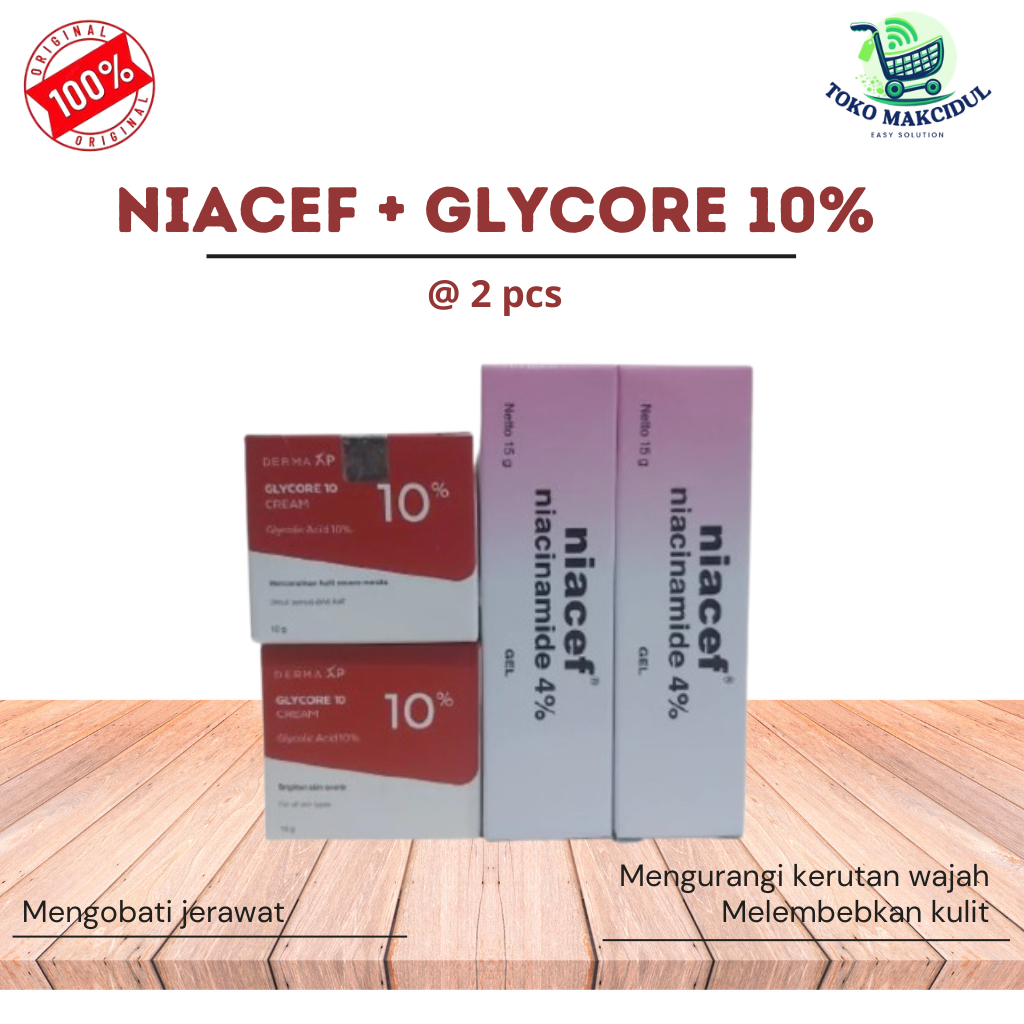 Jual Niacef 4% Gel + Glycore 10% 2 Paket ( @2 Pcs) - Noda Hitam ...