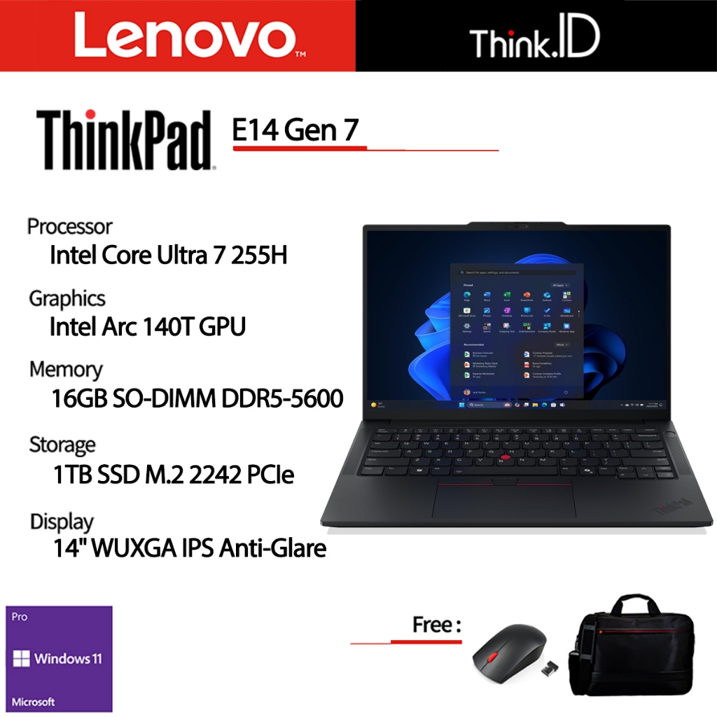 Jual Lenovo ThinkPad E14 Gen 7 Ultra 7 255H 16GB 1TB SSD 14"IPS Arc IR ...