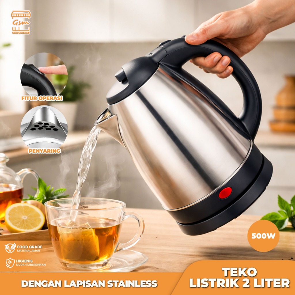 Jual GSM Teko Listrik Portable Full Stainless Steel Teko listrik 2L ...