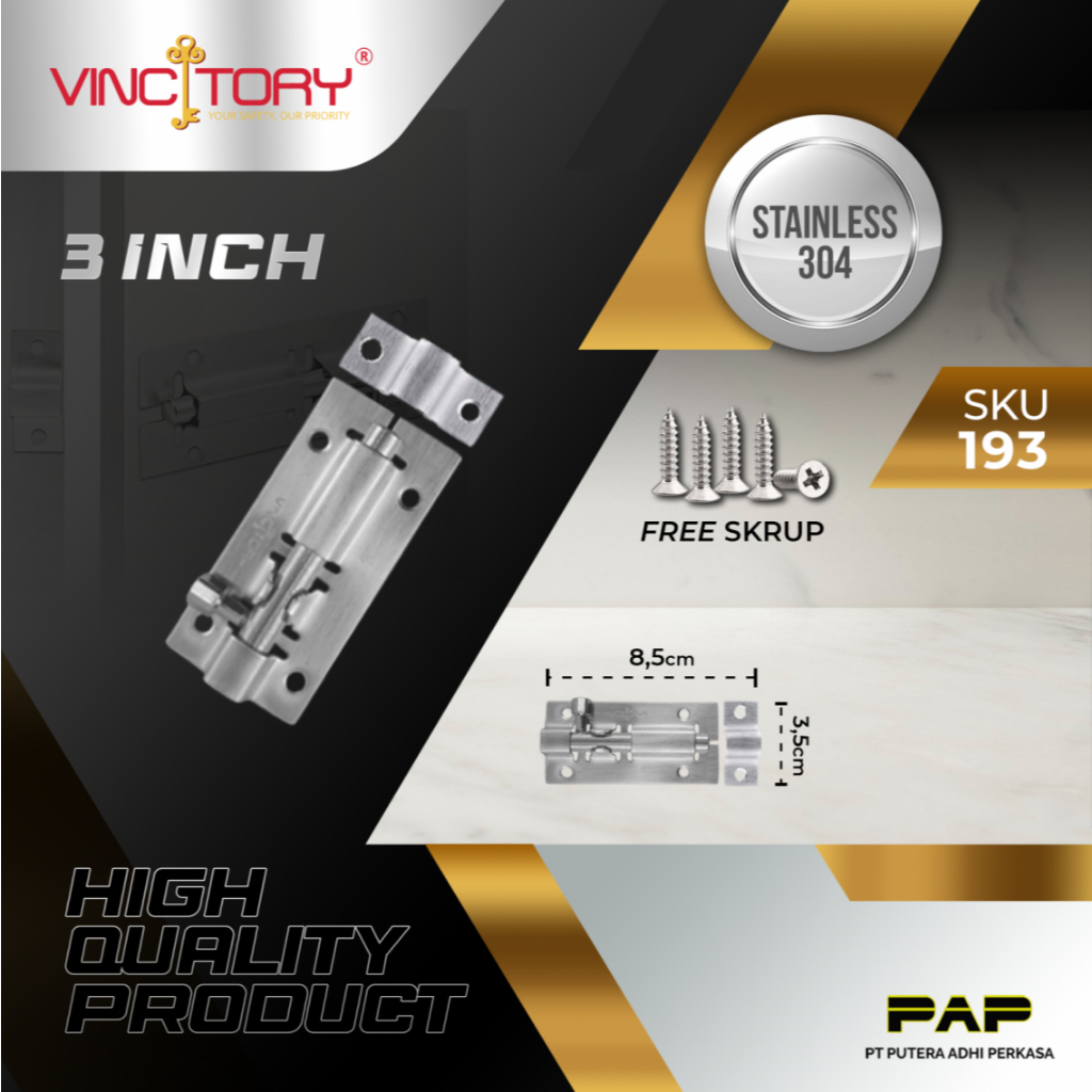Jual Selot Pintu Stainless Vincitory/Grendel Jendela/Pintu Anti Karat ...