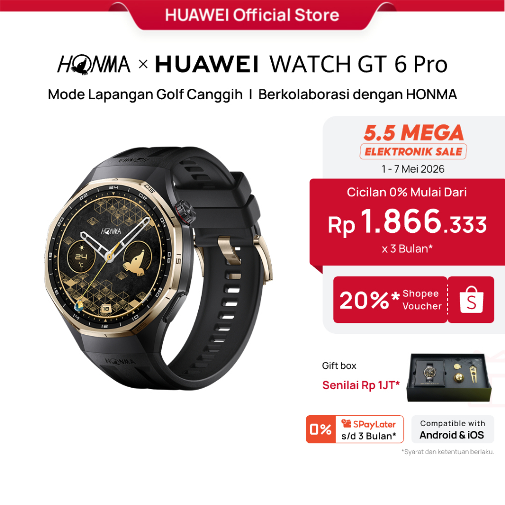 Jual [5.5 Voucher s/d 20%] Honma x HUAWEI WATCH GT 6 Pro Smartwatch l ...