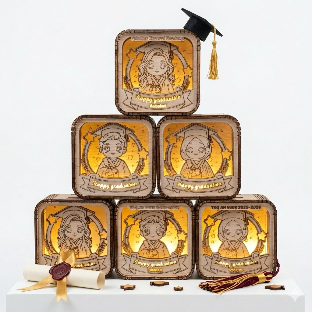 Jual Kado Wisuda Lightbox Kayu 3D Custom Nama - Plakat Kelulusan TK SD ...