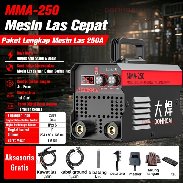 Jual DOMHOAI Portabel Mini MESIN LAS MMA-250 ALAT LAS BESI MINI 450W ...