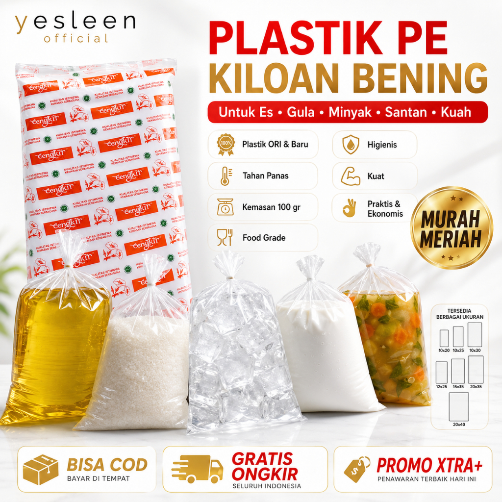 Jual [1Pack] Plastik PE Kantong Gula Ekonomis | Plastic Es Lilin Kuah ...