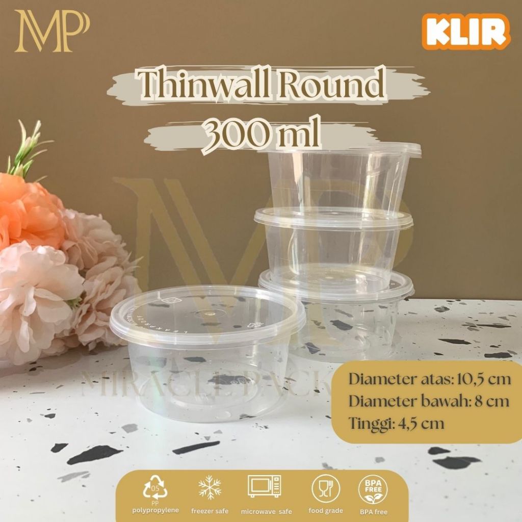 Jual Thinwall Round 300ml KLIR / Round Bowl 300ml / Thinwall Bulat ...