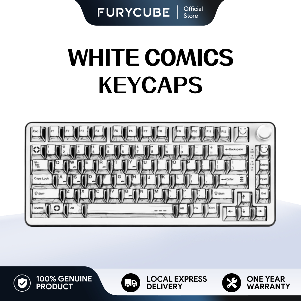 Jual FURYCUBE White Comics Keycaps 141 Keys Dye Sublimation Cherry ...