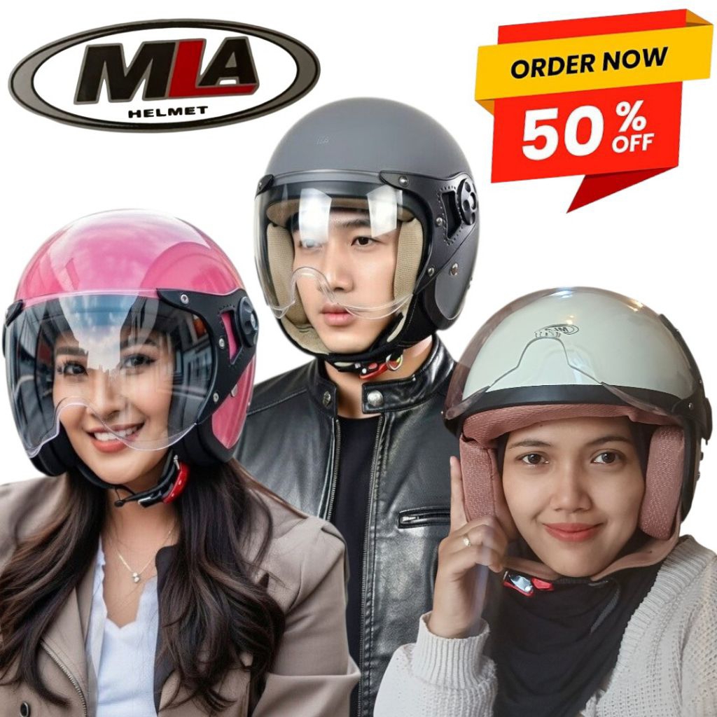 Jual Helm MLA Hijab - helm Bogo Retro MLA Hijab premium Original SNI ...
