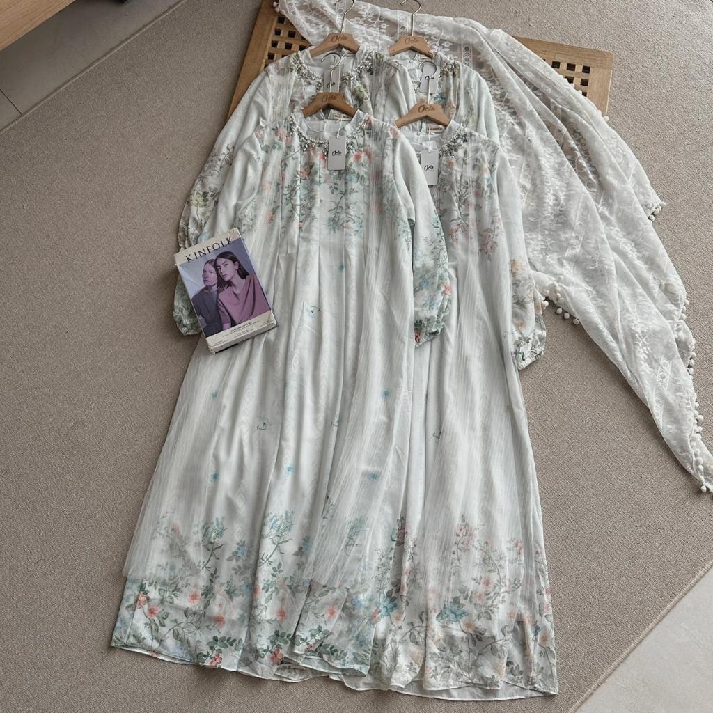 Jual Oclo Halmina Dress Tulle Premium Mix Chiffon Ceruty Flower Gamis ...