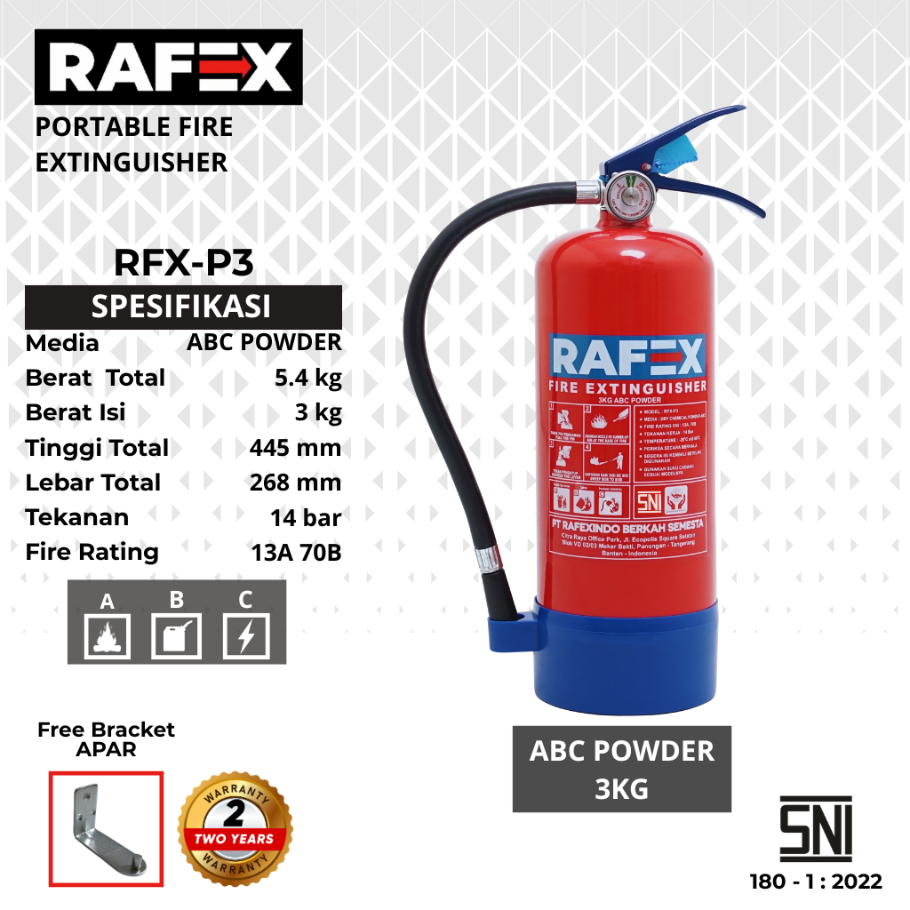 Jual APAR SNI 3KG ABC Rafex Powder Alat Pemadam Kebakaran Api Ringan ...