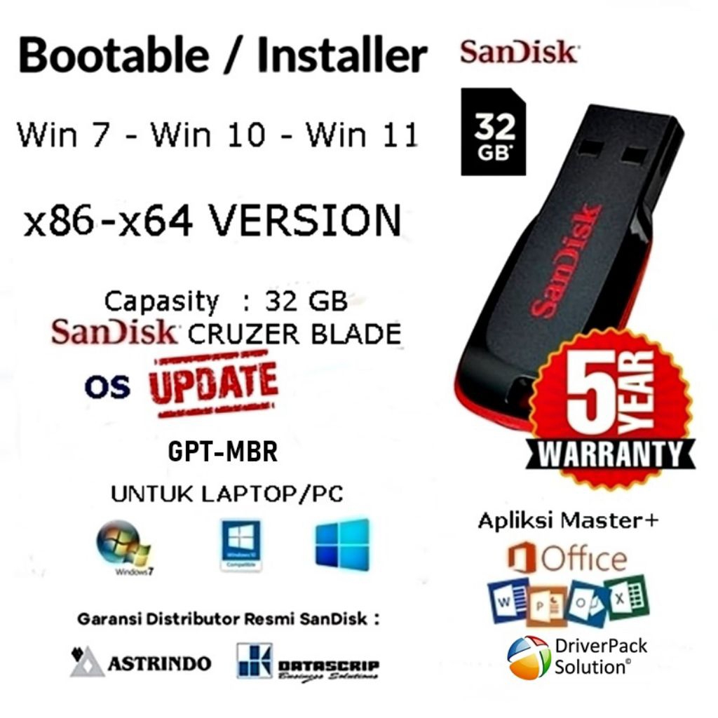 Jual Flashdisk Sandisk MultiBootable Windows 7 10 11 | Shopee Indonesia