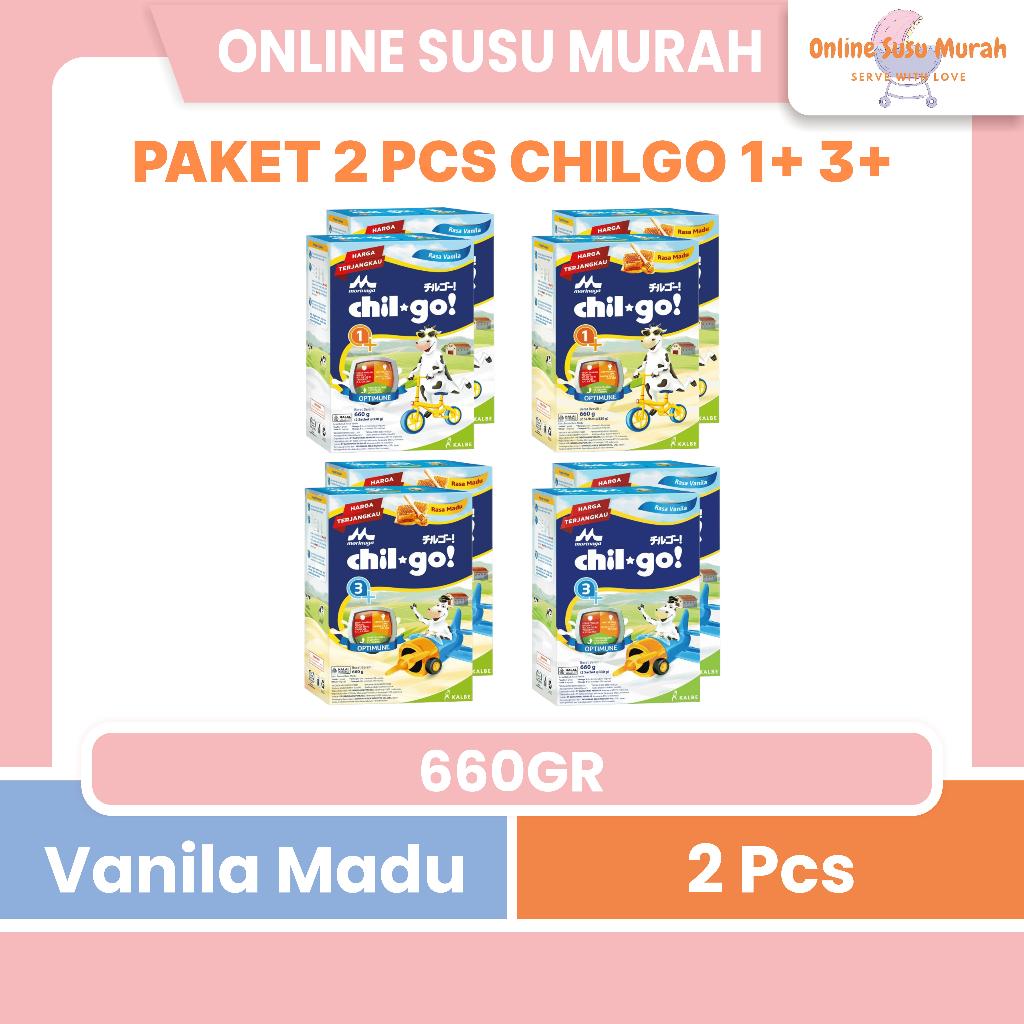 Jual CHILGO POWDER KEMASAN PAKET 2 KOTAK 1+ 3+ 660GR VANILA MADU CHILGO ...
