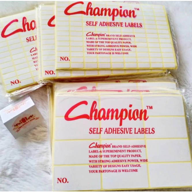 Jual ( 1 Pak Isi 7 Lembar ) CHAMPION Label Harga/Nama Sticker/Label ...