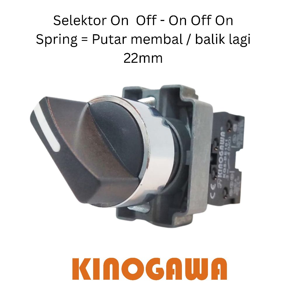 Jual KINOGAWA Selector Switch 22mm 3 Posisi Spring Selektor 22mm ON OFF ...