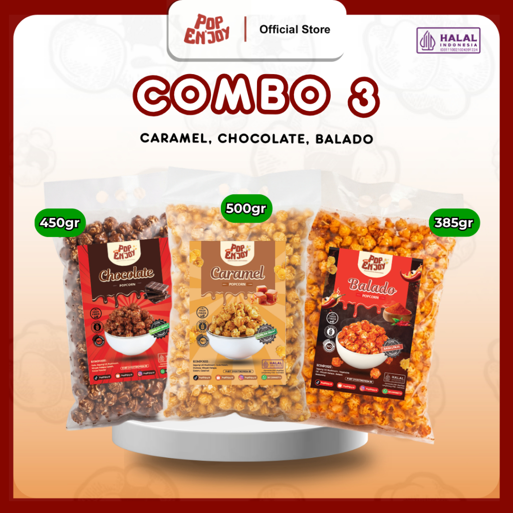 Jual PopENjoy - [BEST SELLER] POPCORN CARAMEL/CHOCOLATE/BALADO (3pcs ...