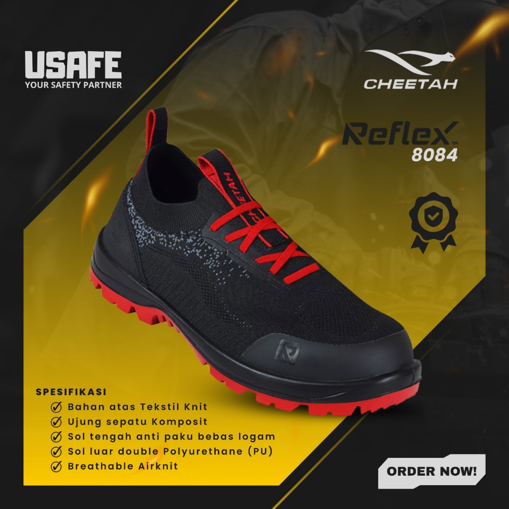 Jual ( Bonus Kacamata Cheetah ) Sepatu Safety Cheetah Reflex 8084 Bold ...