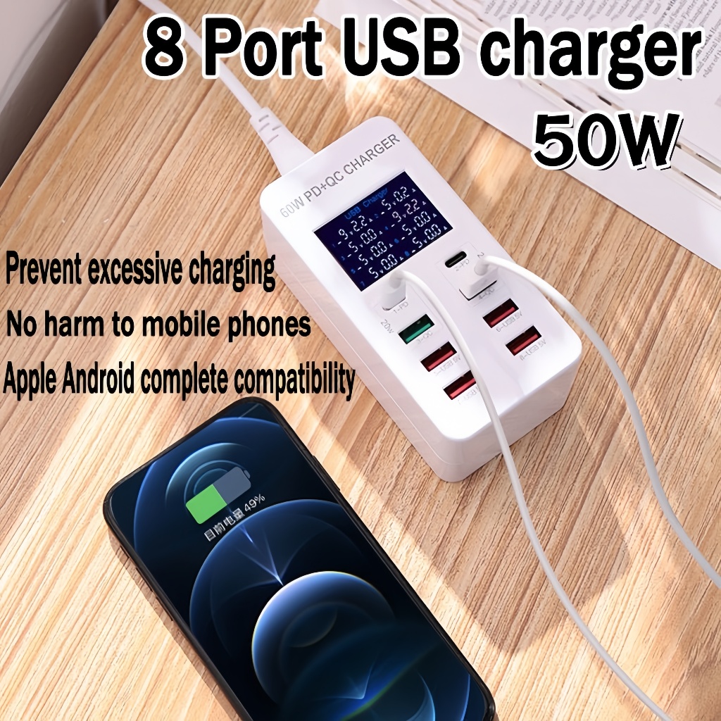 Jual 8 Port USB Port Multi Port Charger 50W Smart USB Charger Colokan ...