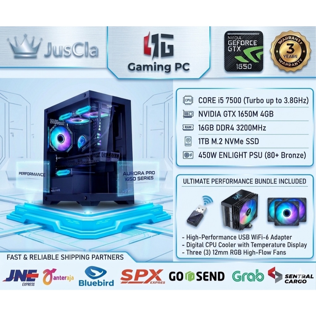 Jual PC GAMING 1080p INTEL CORE i5 - 7500 3,8GHz|VGA GTX1650 4GB|RAM ...