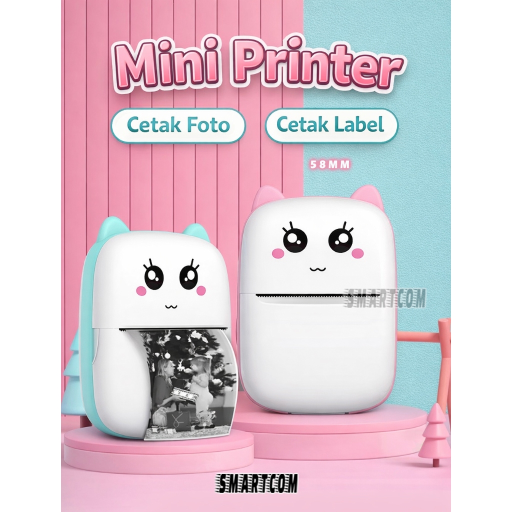 Jual SMARTCOM ~ Mini Printer Thermal Bluetooth 58mm Cute CAT Cetak ...