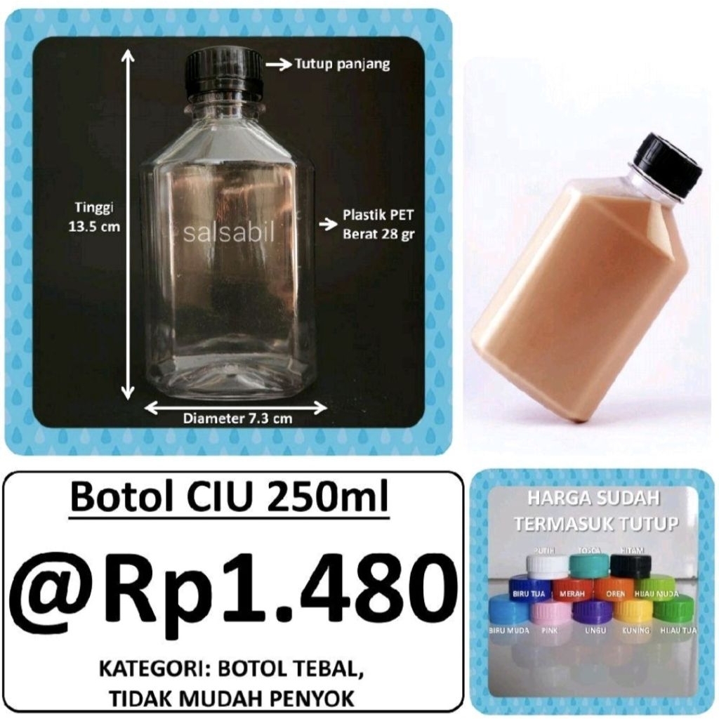 Jual Botol Ciu 250ml / botol plastik 250ml (isi 100 botol) | Shopee ...