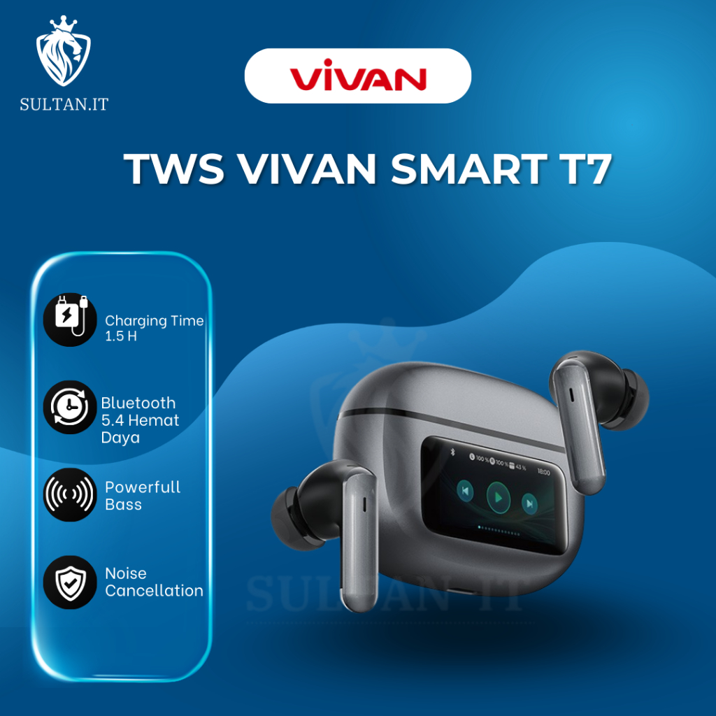 Jual Earphone Bluetooth TWS Vivan Smart T7 / / T7 AI Touch Screen ...