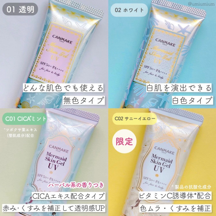 Jual CANMAKE Mermaid Skin Gel UV SPF50+ PA++++ Sunscreen Gel Made in ...
