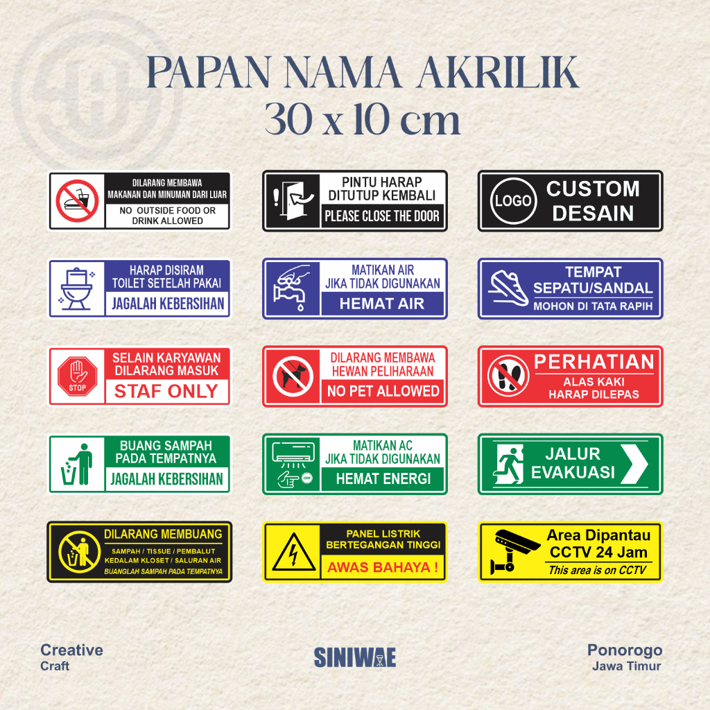 Jual ( 30 x 10 cm ) Papan Nama Ruangan Sign Akrilik 2mm Print UV ...